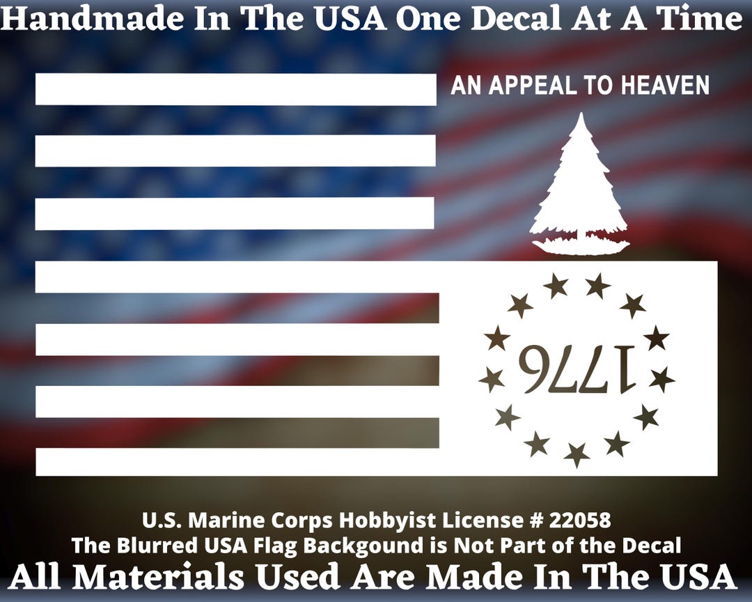 An Appeal to Heaven 1776 Vinyl Decal Pine Tree Flag Car Truck Van ...