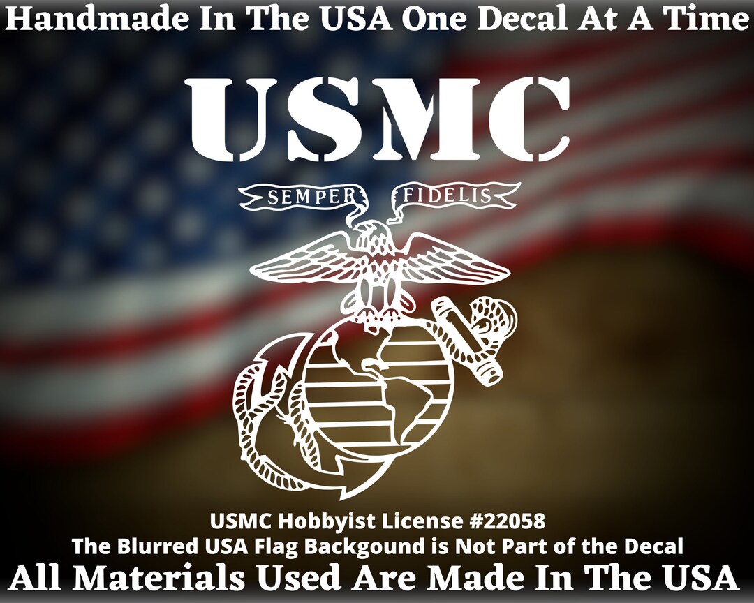 USMC Semper Fidelis Marine Corps Eagle Globe and Anchor Die Cut Vinyl ...