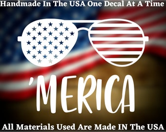 Merica Patriotic Car Truck Van Window or Bumper Sticker Vinyl | Etsy
