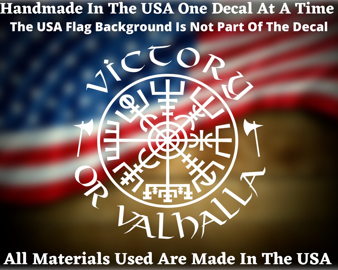 Victory or Valhalla Vegvísir Symbol Viking Compass Icelandic Magical ...
