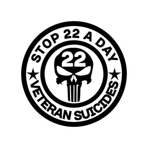 Large Stop 22 A Day Veterans Suicide Prevention Die Cut Decal- Home ...