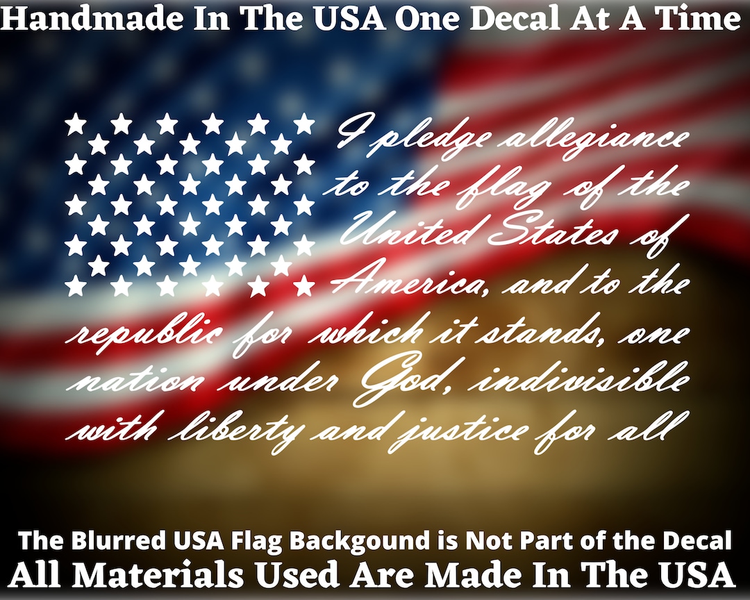 Pledge of Allegiance American Flag Patriotic Vinyl Decal for Car Truck ...