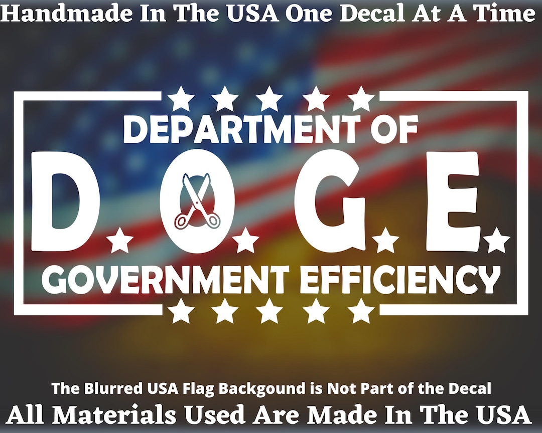 D.O.G.E Department of Government Efficiency Vinyl Decal F or Car Window ...
