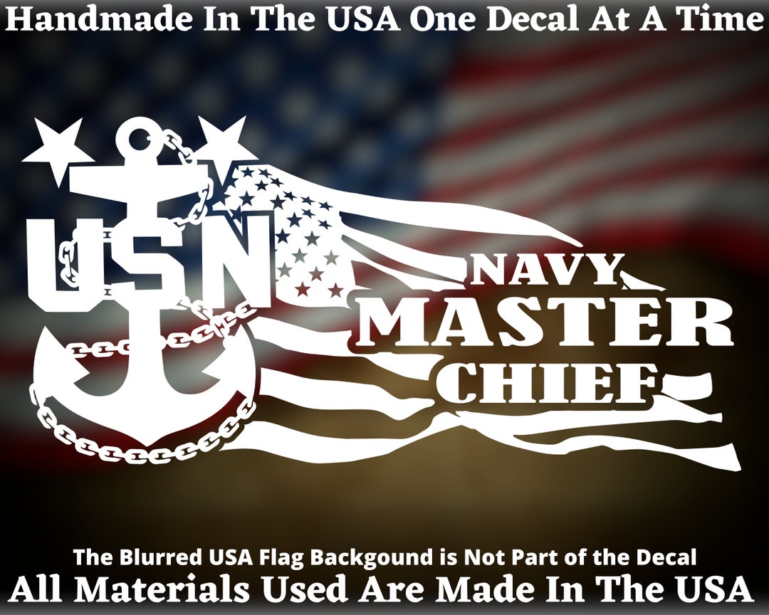 Navy Master Chief Distressed American Flag Viny Decal for Car Truck Van ...
