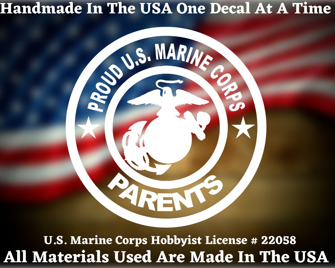 Proud US Marine Corps Parents Vinyl Decal for Car Truck Van Window or ...