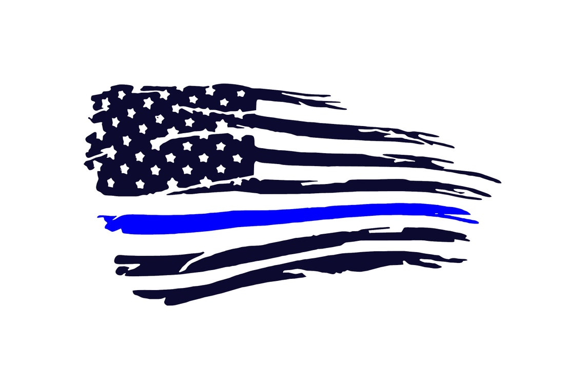 Thin Blue Line Distressed American Flag Car Truck Van Window or Bumper ...