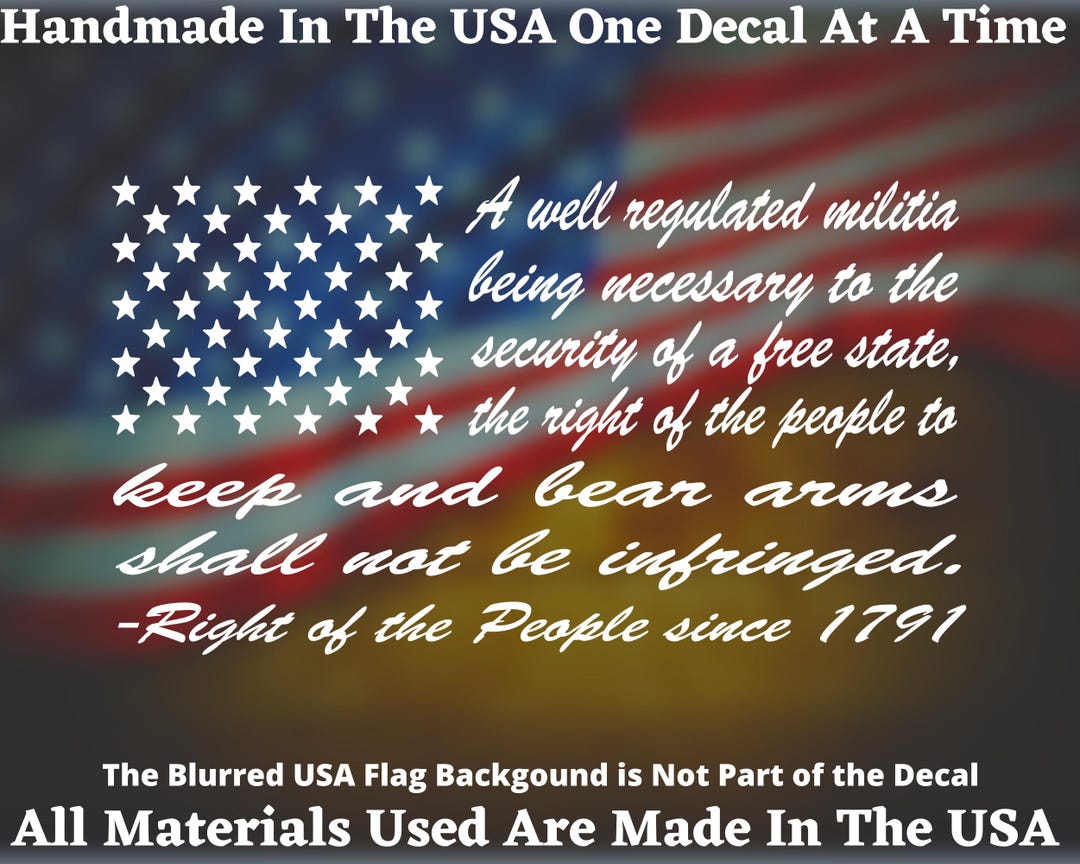 2nd Amendment of America American Flag Patriotic Vinyl Decal for Car ...