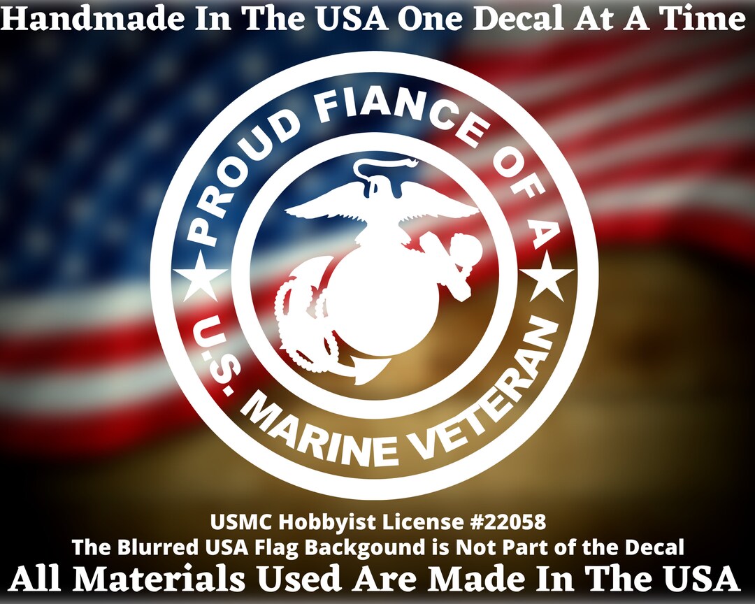 Proud Fiance of A U.S. Marine Veteran USMC Custom Car Truck Van Window ...