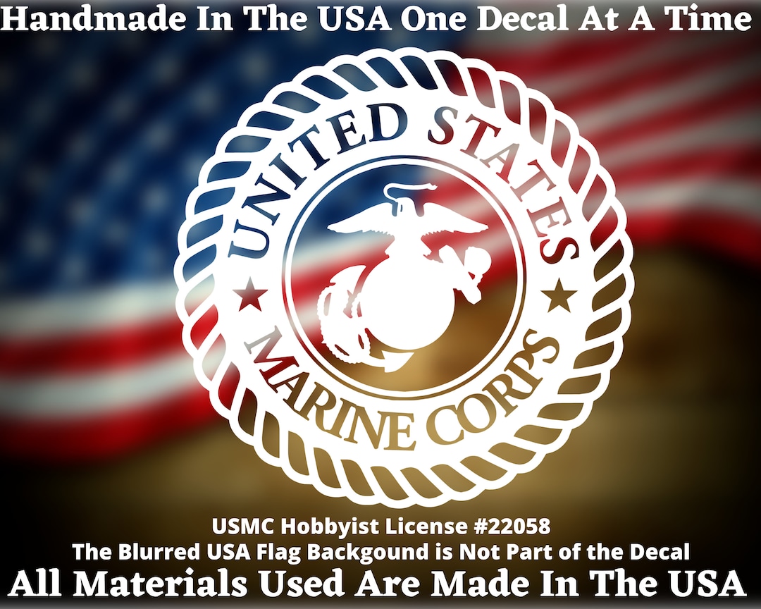 United States Marine Corps Round Logo Vinyl Decal for Car Truck Van ...