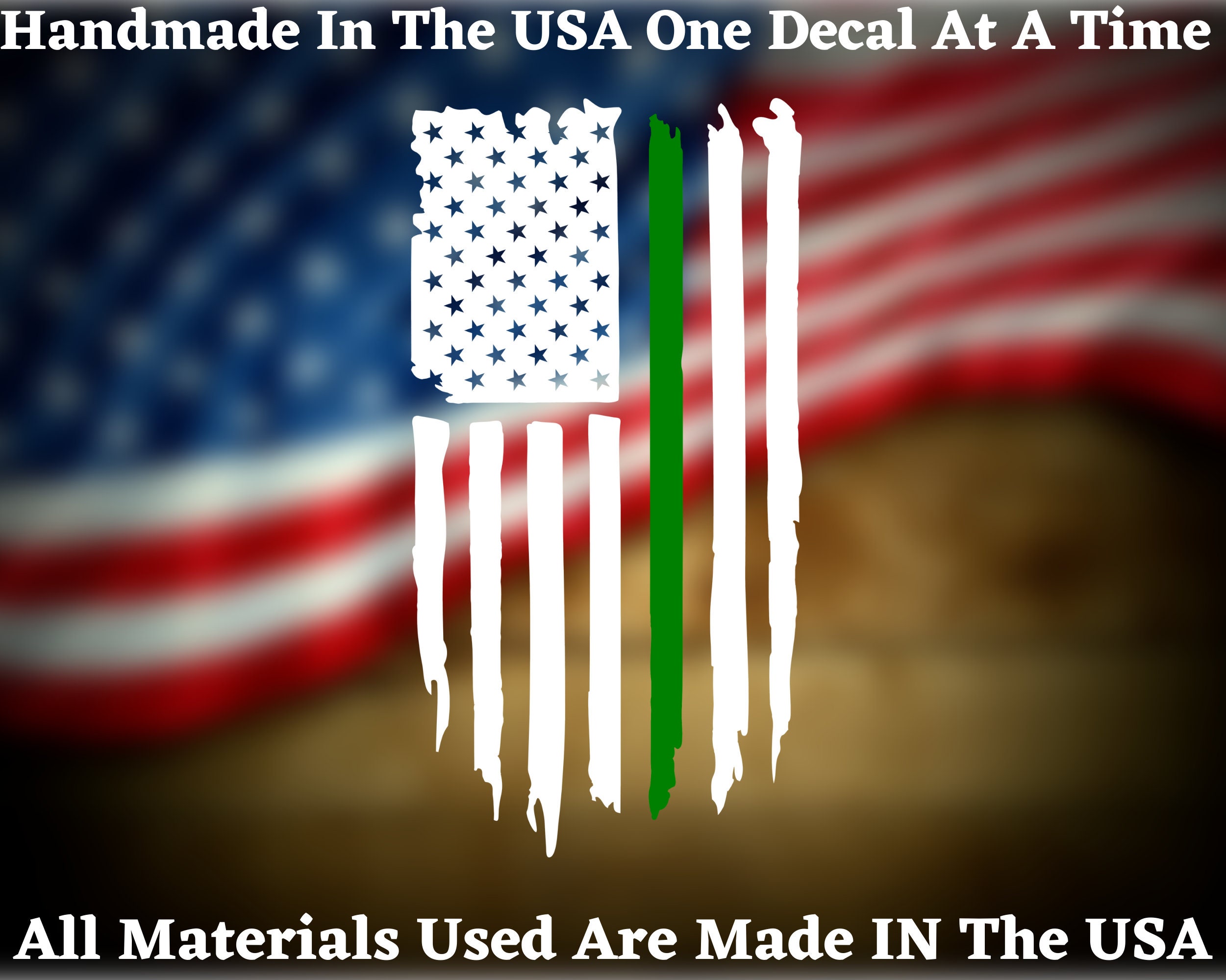 Thin Green Line Distressed American Flag Support US Military Car Truck ...