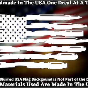 Distressed American Flag & Bullets Vinyl Decal for Car Window, Bumper ...