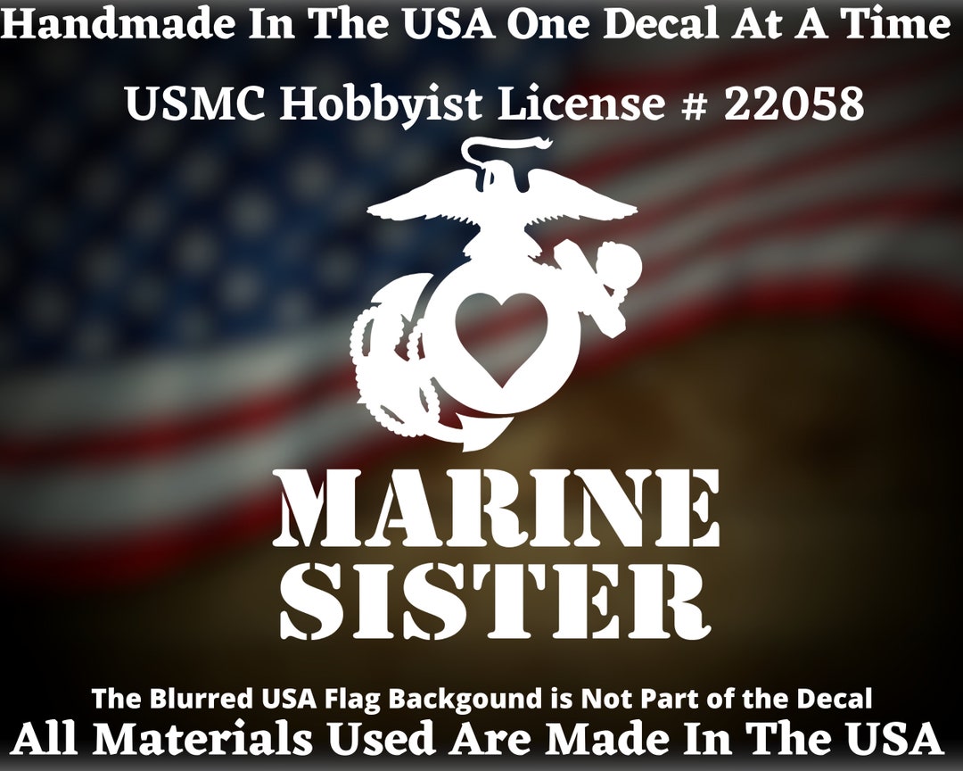 Marine Sister EGA With Heart USMC Custom Car Truck Van Window or Bumper ...