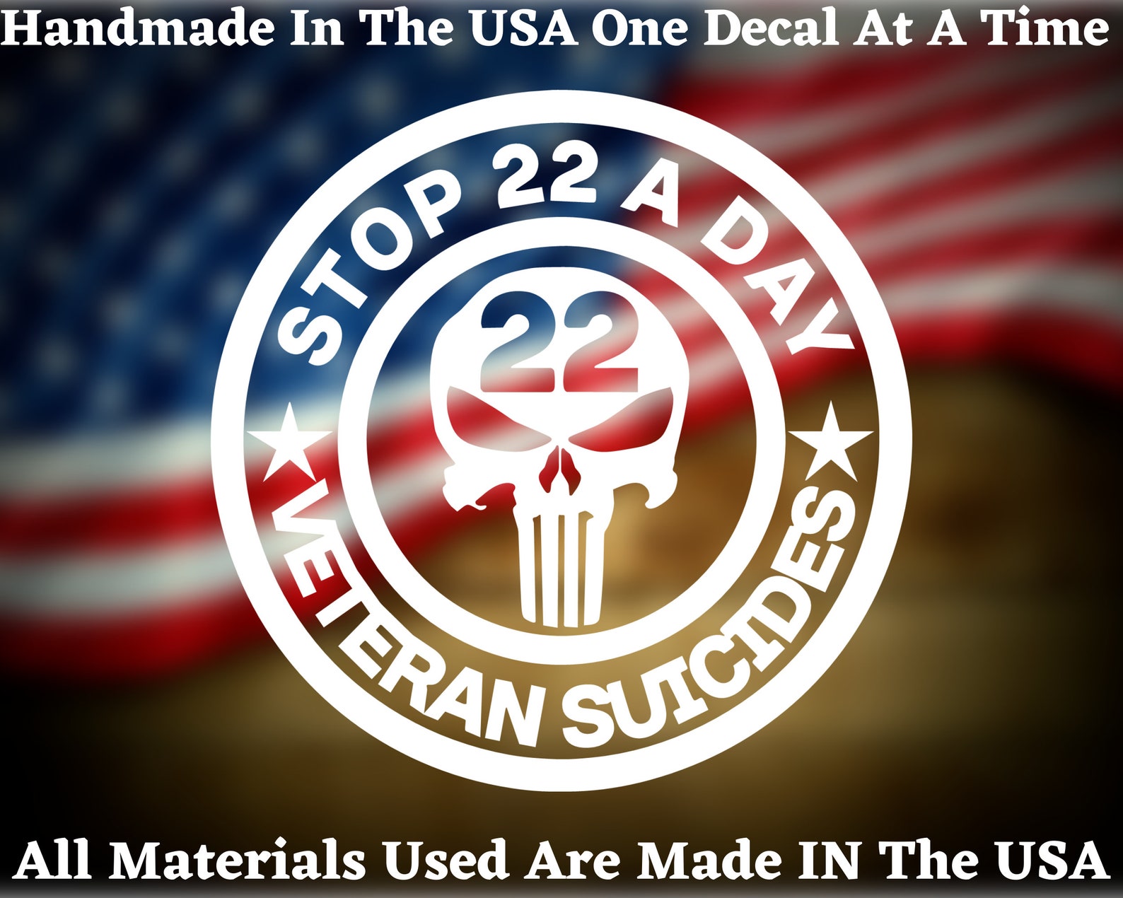 Large Stop 22 A Day Veterans Suicide Prevention Die Cut Decal- Home ...