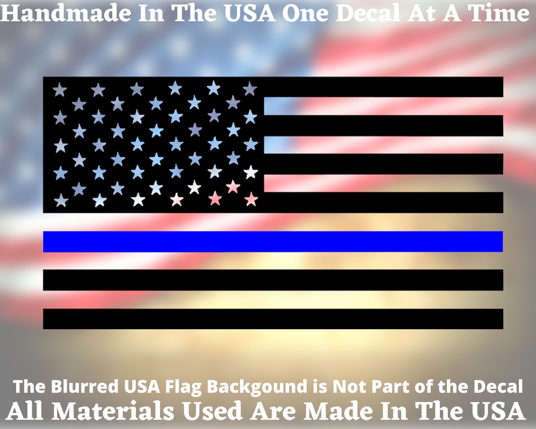 Thin Blue Line American Flag Car Truck Van Window or Bumper Sticker ...