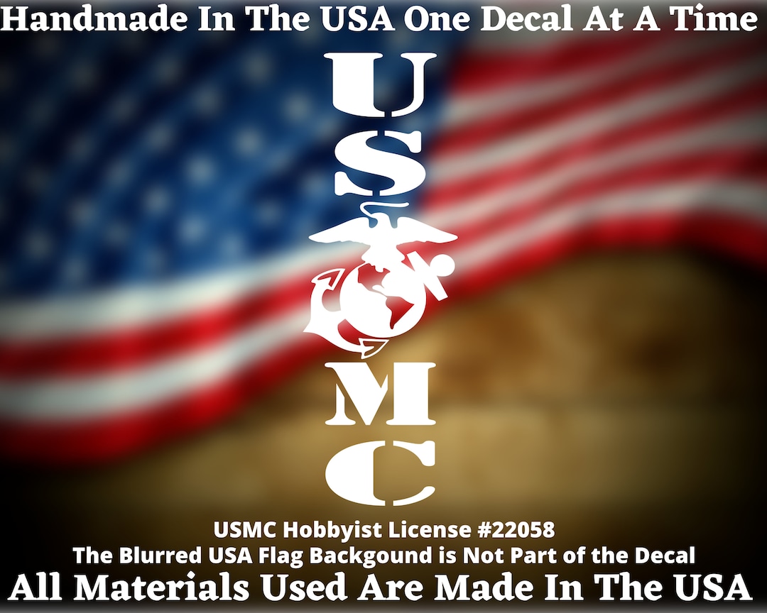 United States Marine Corps Eagle Globe Anchor Vertical Vinyl Car Decal ...