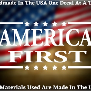 America First Patriotic Die Cut Decal Laptop Truck Car Bumper Sticker ...