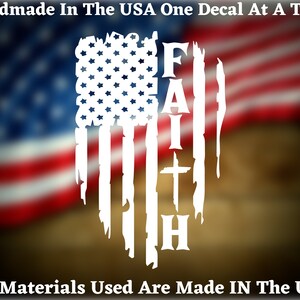 Distressed American Flag Faith Decal for Car Truck Van Window or Bumper ...