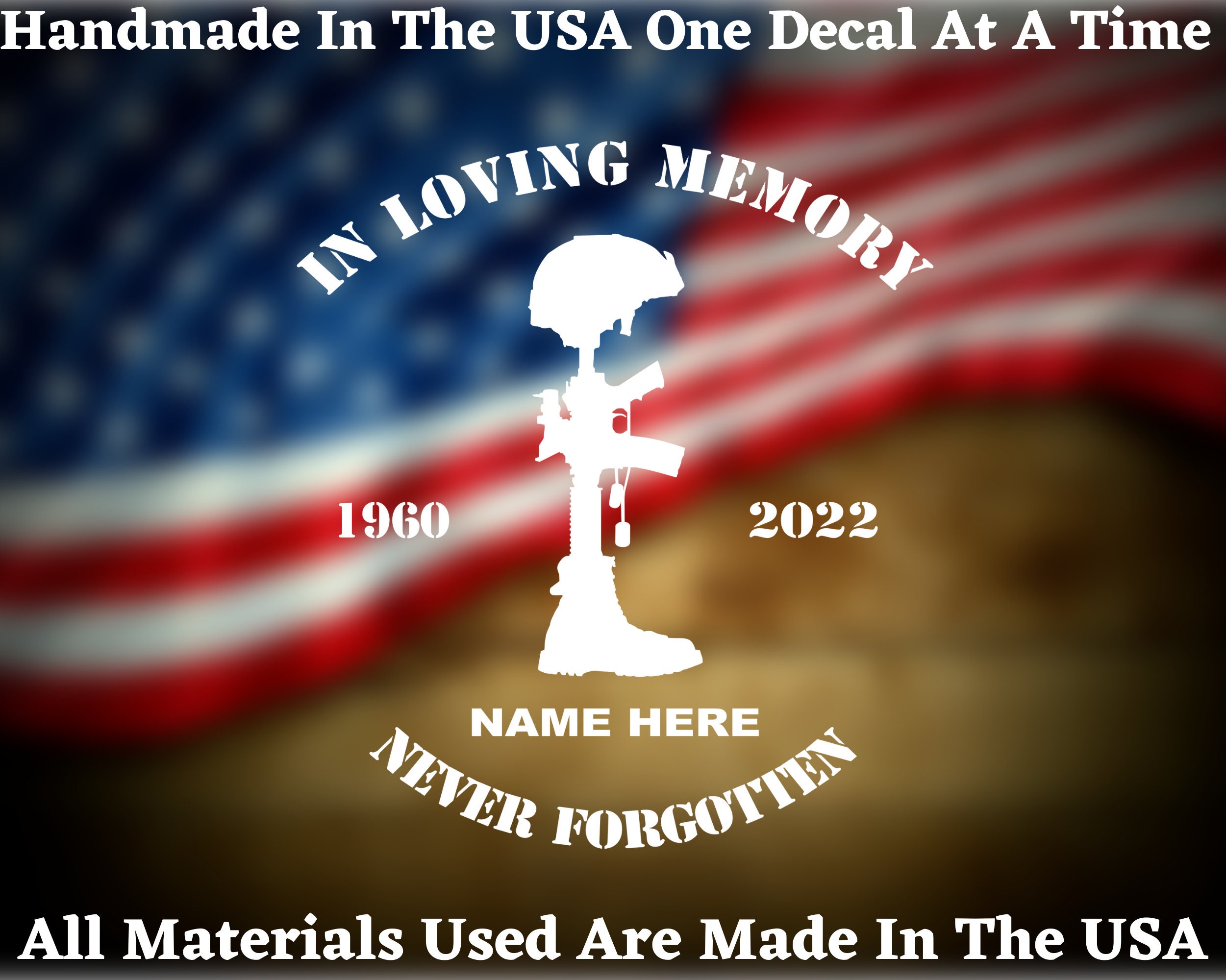 In Loving Memory Cross of the Fallen Soldier Military Memorial Vinyl ...