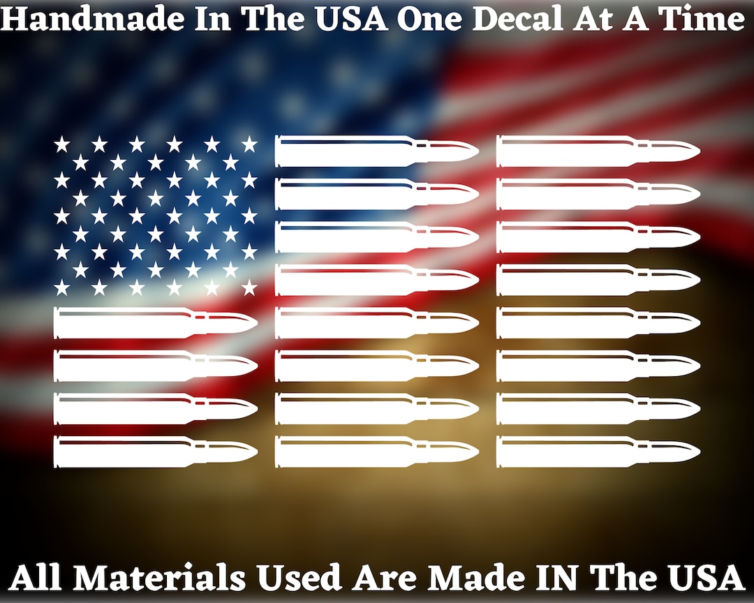 American Flag & Bullets Car Truck Van Window or Bumper Sticker Vinyl ...