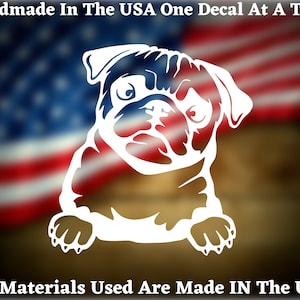 Peeking Pug #3 Car Truck Van Window or Bumper Sticker Vinyl Decal USA ...
