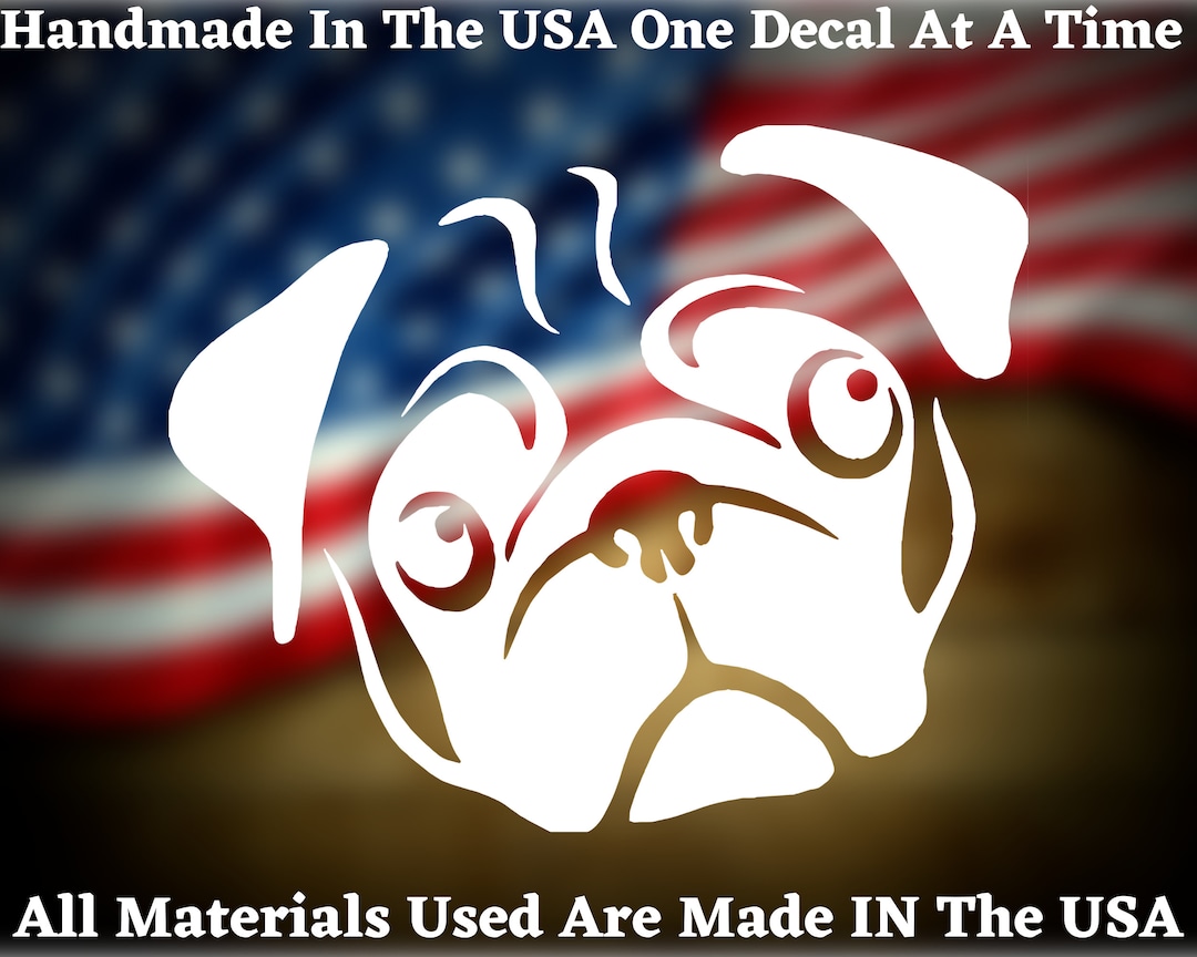 Pug Face Car Truck Van Window or Bumper Sticker Vinyl Decal USA Seller ...