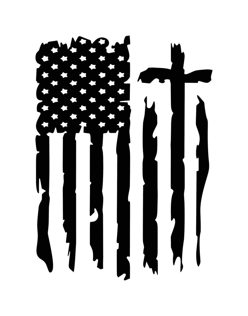 Distressed American Flag With Cross Decal for Car Truck Van - Etsy