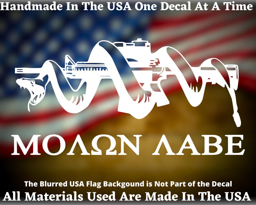 MOLON LABE Snake Wrapped Around Rifle Vinyl Decal Car Window, Mirror ...