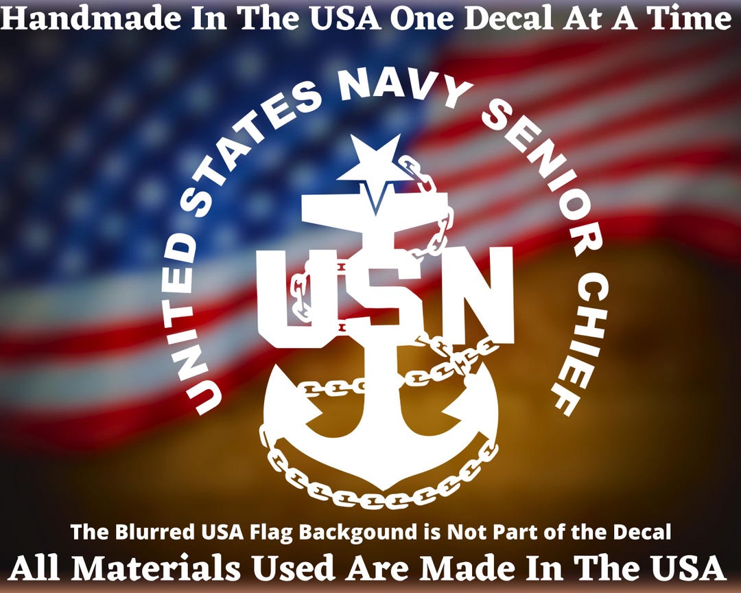 United States Navy Senior Chief Vinyl Decal for Car Truck Van Window or ...