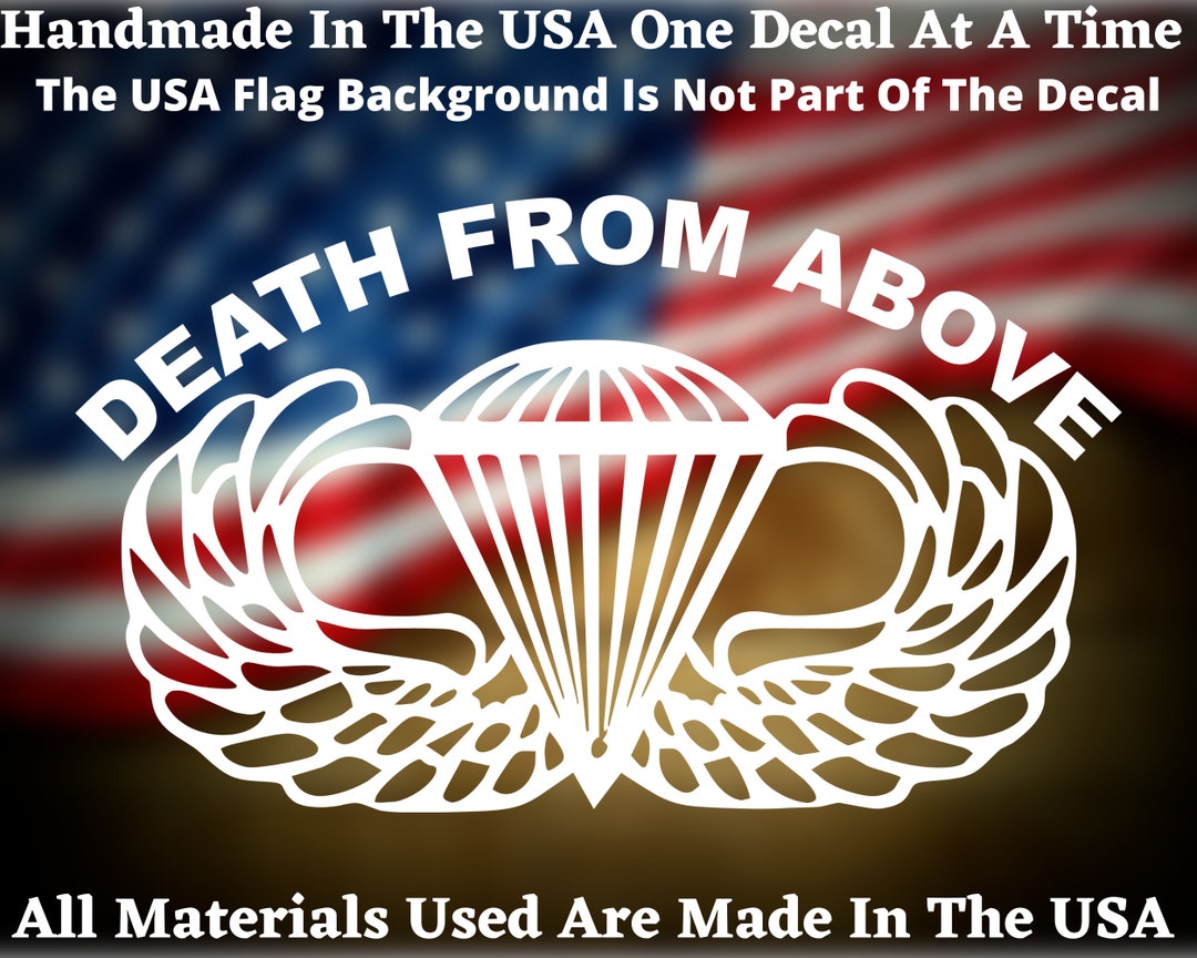 82nd Airborne Jump Wings Death From Above Vinyl Decal for Car Truck Van ...