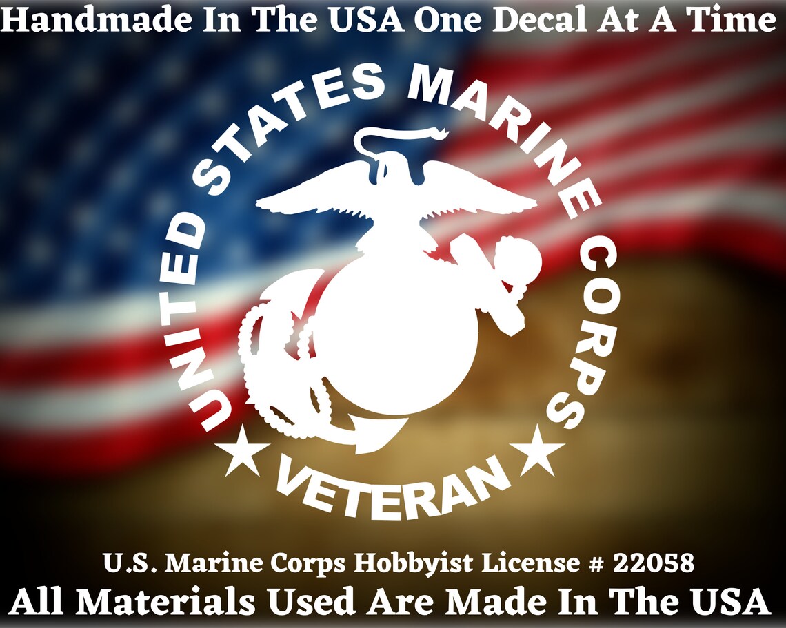 US Marine Corps Veteran Vinyl Decal for Car Truck Van Window or Bumper ...