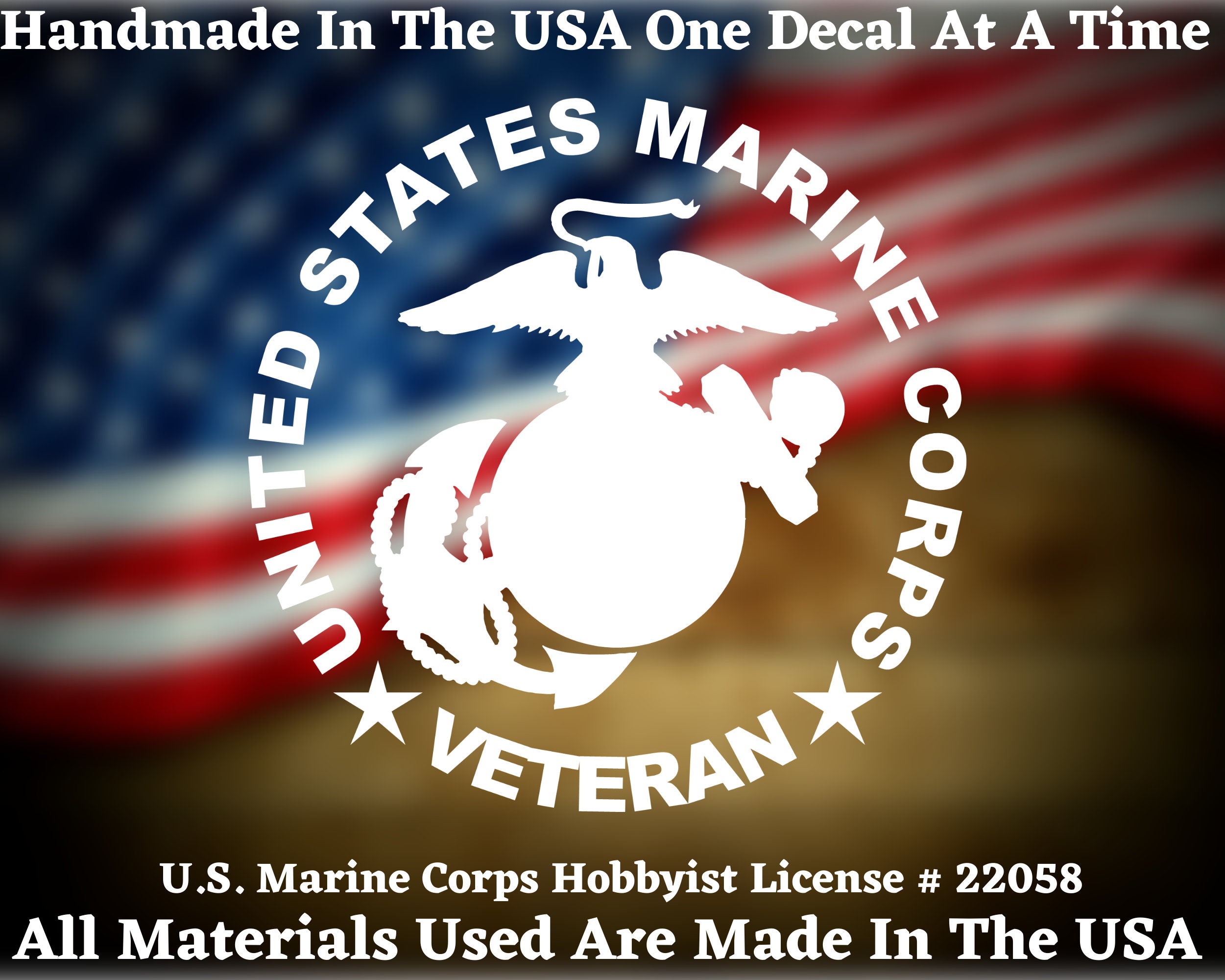 US Marine Corps Veteran Vinyl Decal for Car Truck Van Window or Bumper ...