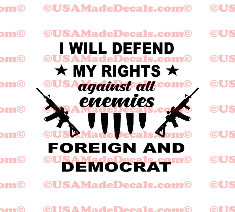 I Will Defend My Rights Against All Enemies Foreign And Democrat Etsy