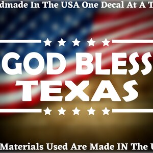 God Bless Texas Die Cut Decal - Home Laptop Computer Truck Car Bumper ...