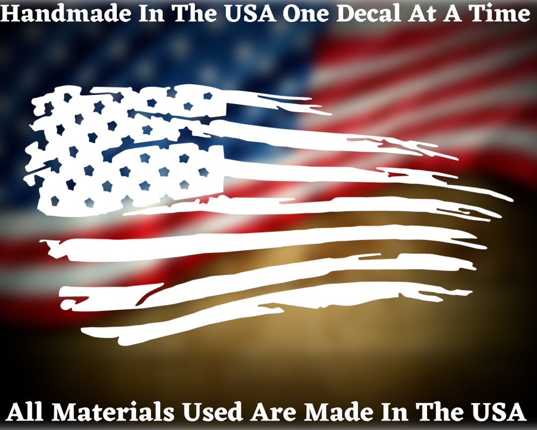 Distressed American Flag Car Truck Van Window or Bumper Sticker Vinyl ...