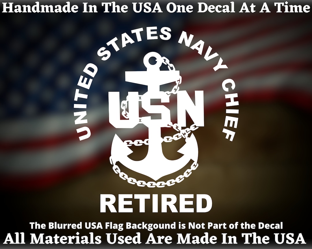 United States Navy Chief Retired Vinyl Decal for Car Truck Van Window ...