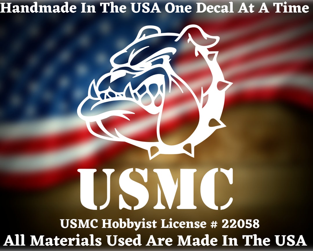 US Marine Corps USMC Bulldog Chesty Head Car Truck Van Window Decal or ...