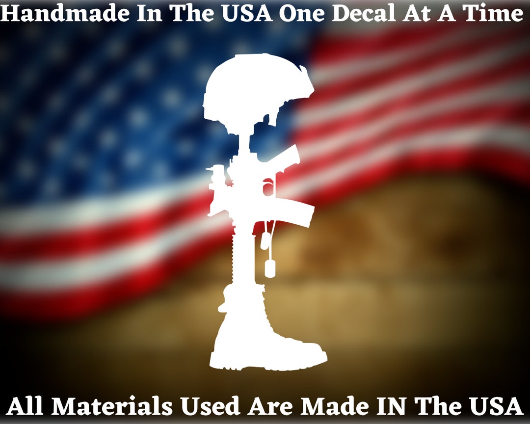 Cross of the Fallen Soldier Die Cut Decal - Home Laptop Computer Truck ...