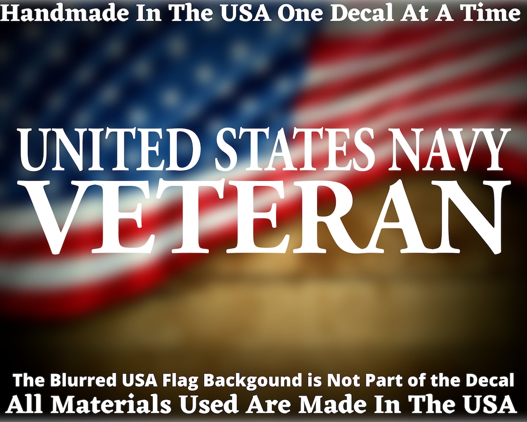 United States Navy Veteran Vinyl Decal for Car Truck Van Window or ...