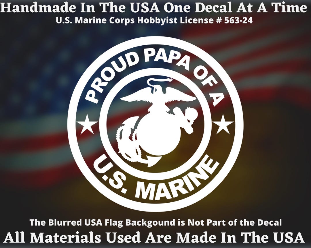Proud Papa USMC Vinyl Decal - U.S. Marine Bumper Sticker - Etsy