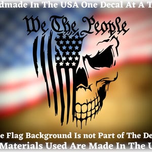We the People Distressed Skull Flag Vinyl Decal for Car Truck Van ...