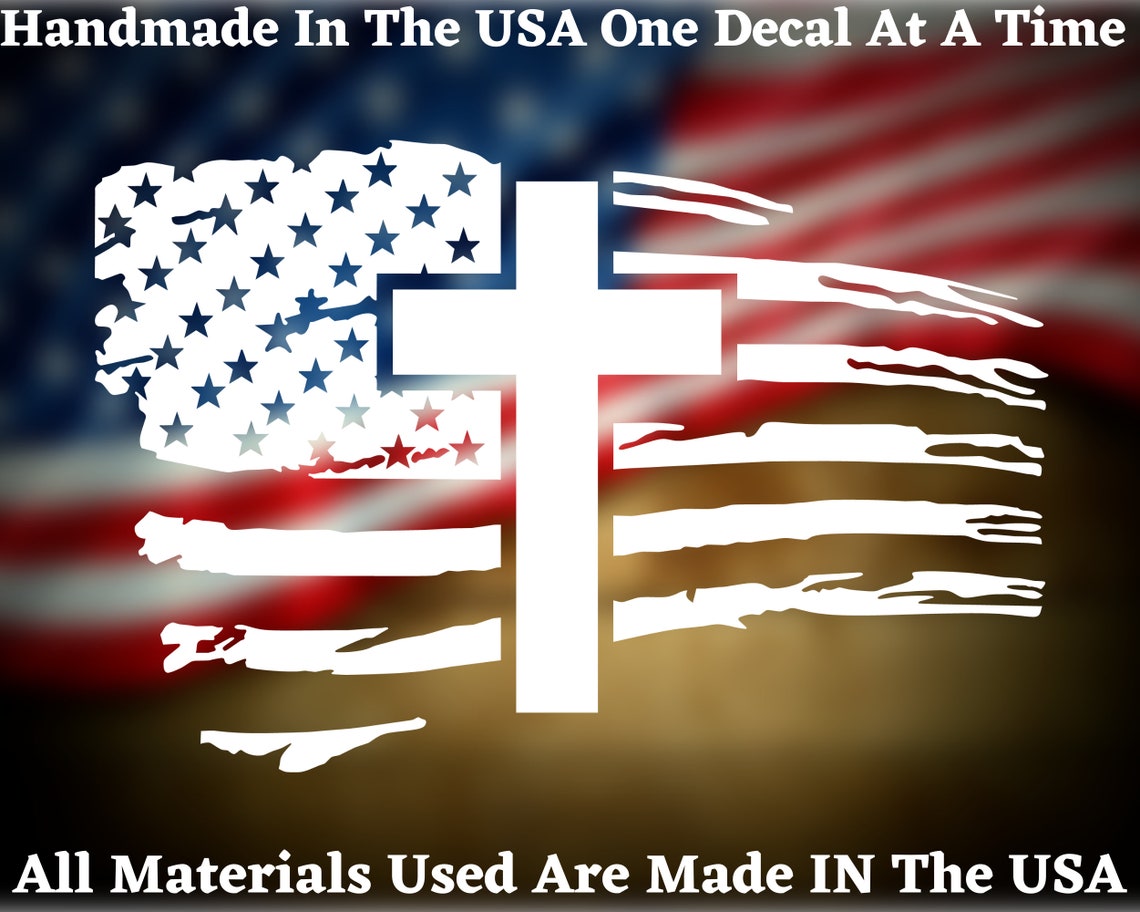 American Flag & Cross Car Truck Van Window or Bumper Sticker - Etsy
