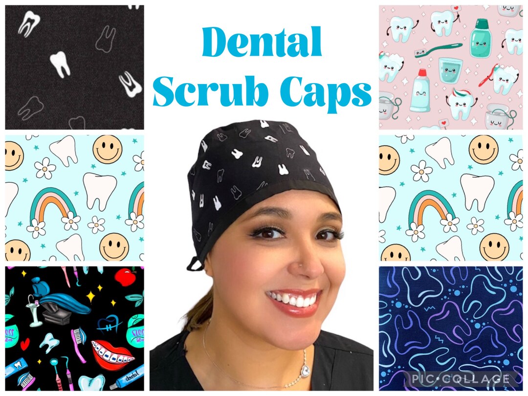 Dental Tooth Scrub Caps. Optional Satin Lining, Unisex Surgical Hats ...