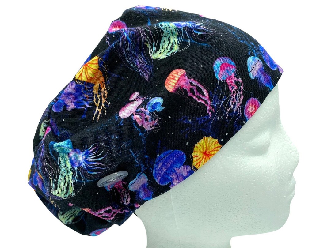Euro Jellyfish Surgical Scrub Cap. Optional Satin Lining. Ocean ...
