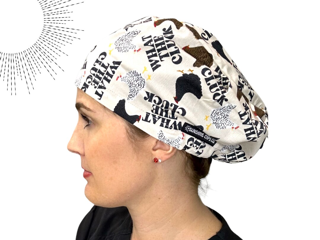 What the Cluck Funny Chicken Euro Scrub Cap. Optional Satin Lining ...