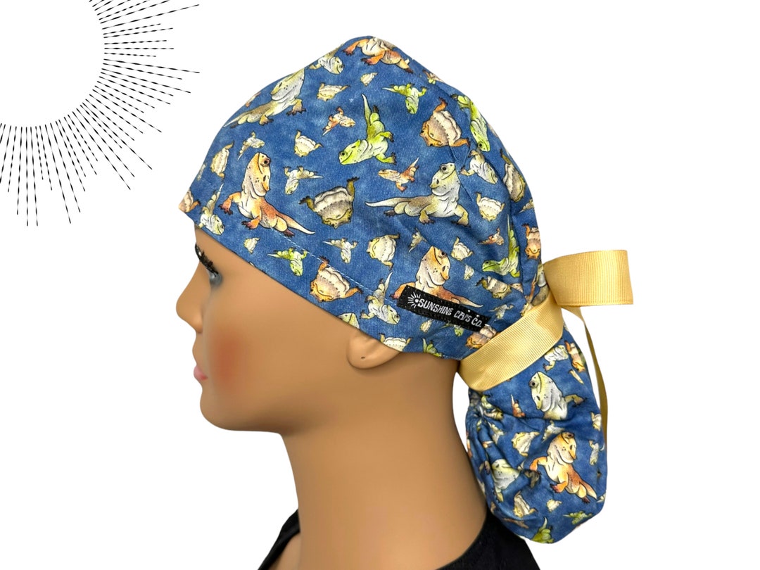 Bearded Dragon Ponytail Scrub Cap for Women, Surgical Scrub Hat for ...