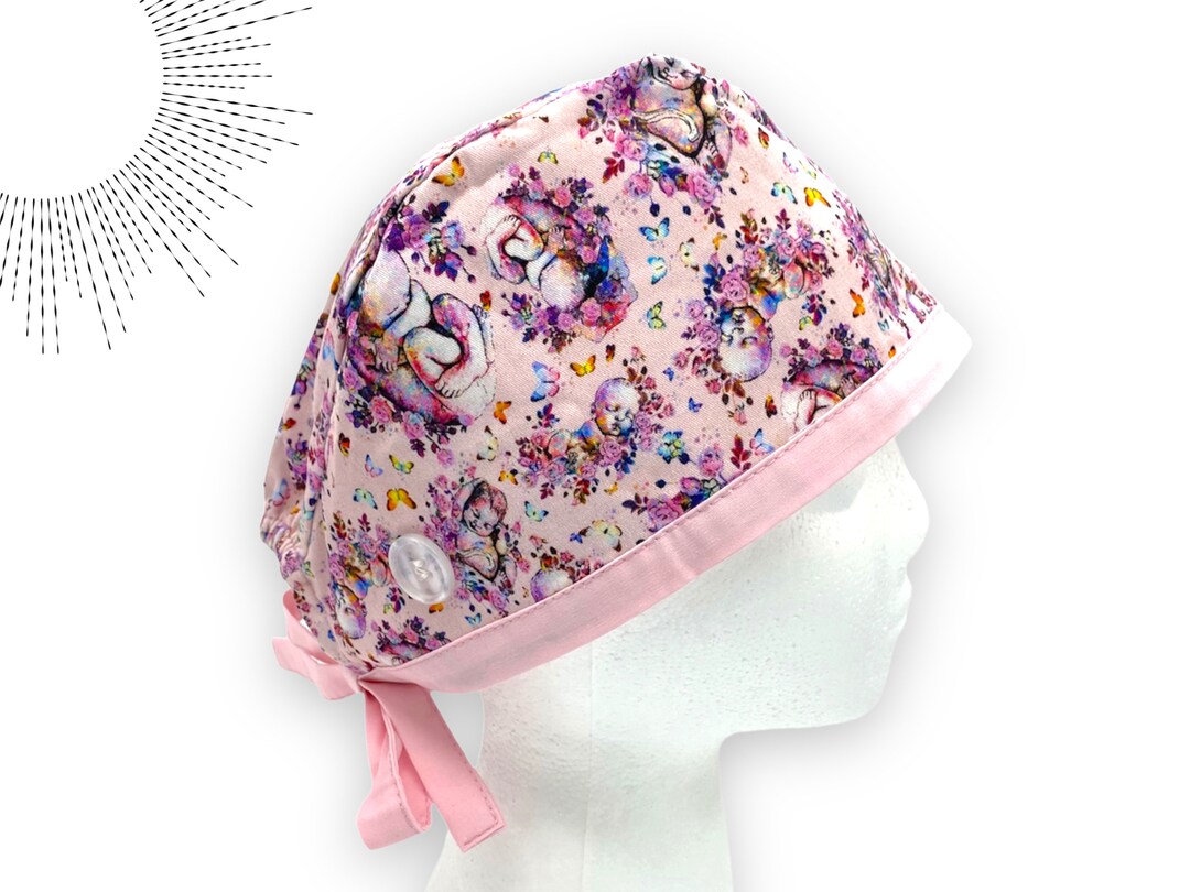 Labor and Delivery Scrub Cap, Watercolor Floral Baby Surgical Scrub Hat ...