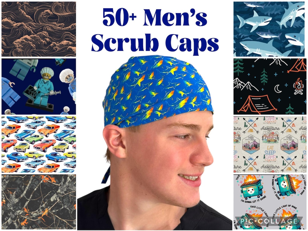 Scrub Caps for Men: Cotton Tie Back Surgical Hats, Unisex Style - Etsy