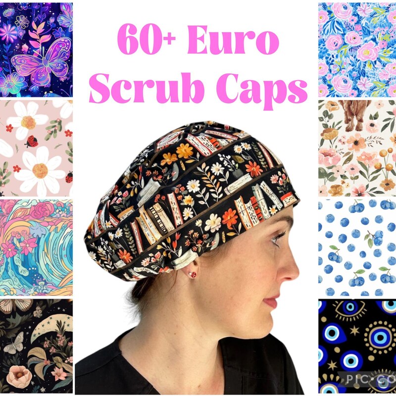 Scrub Caps With Buttons Woman - Etsy