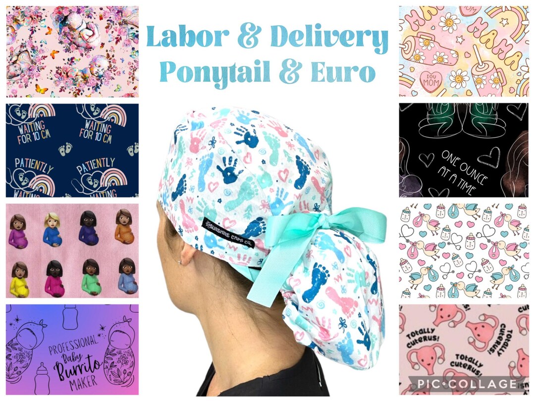 Labor & Delivery Ponytail Scrub Cap: OBGYN Nurse Hat, Satin Lining - Etsy