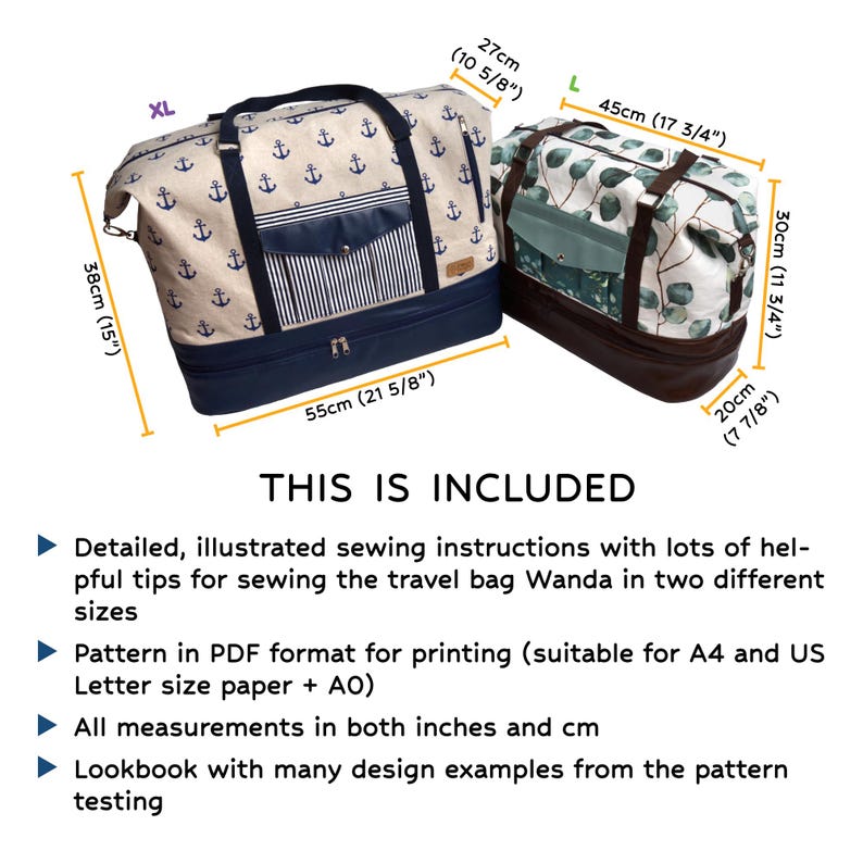Travel Bag Sewing Pattern, Wanda Travel Bag, ENGLISH Pattern - Etsy